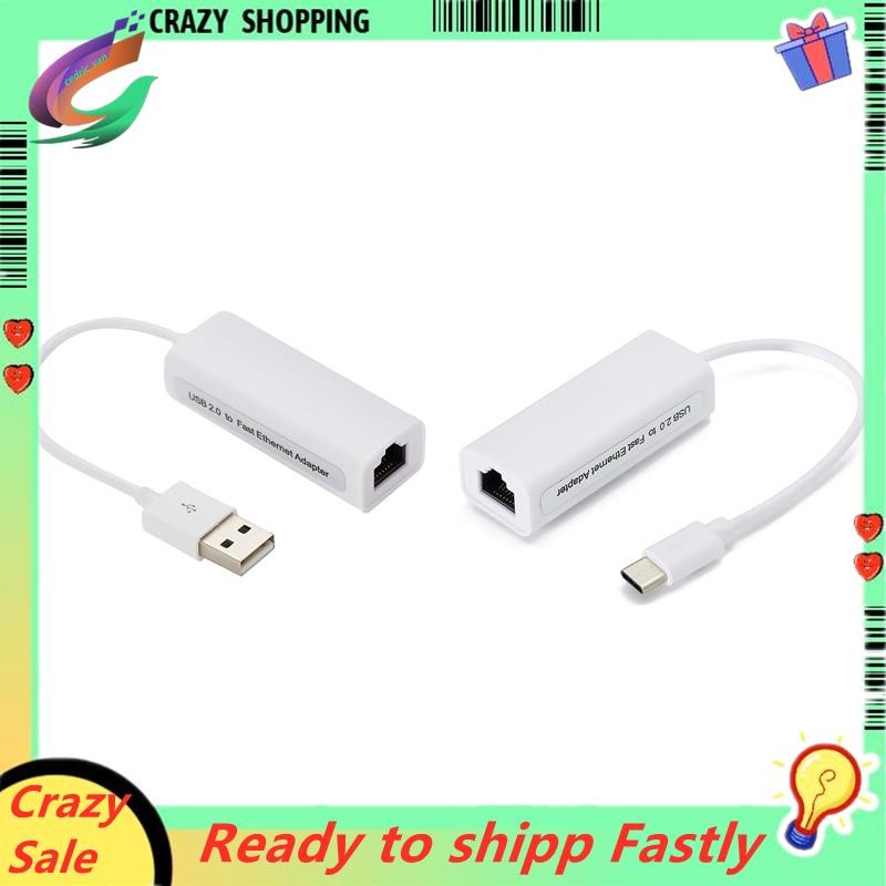 Network Card USB Type-C to Rj45 100M Driver-Free Network Card Converter ...