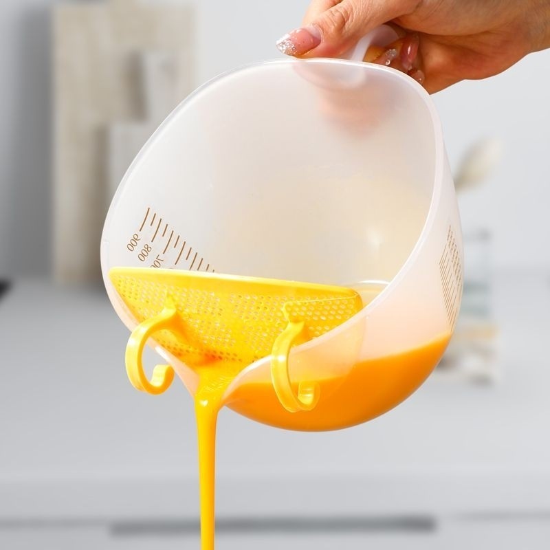 Egg Strainer Measuring Cup Liquid With Scale Removable Filter Egg ...