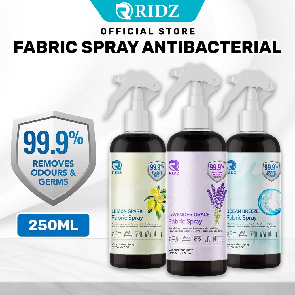 Ridz Fabric Spray Antibacterial 250ML - 99.9% Hapuskan Kuman Mewangikan ...