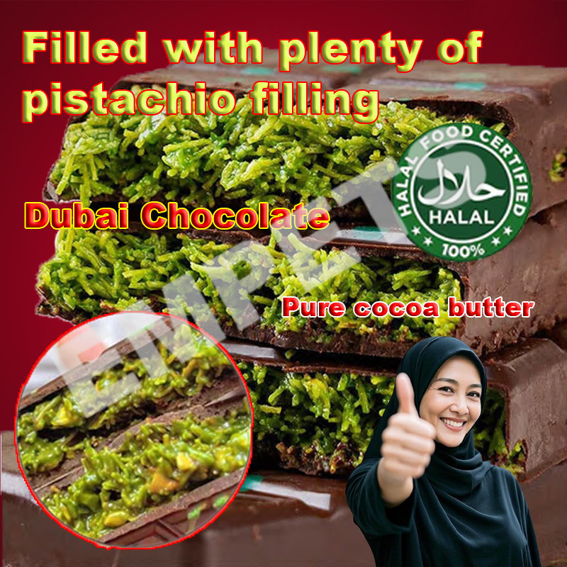Halal CHOCOLATE DUBAI CHOCOLATE BAR VIRAL Pistachio Jam 0 Additives Fat ...