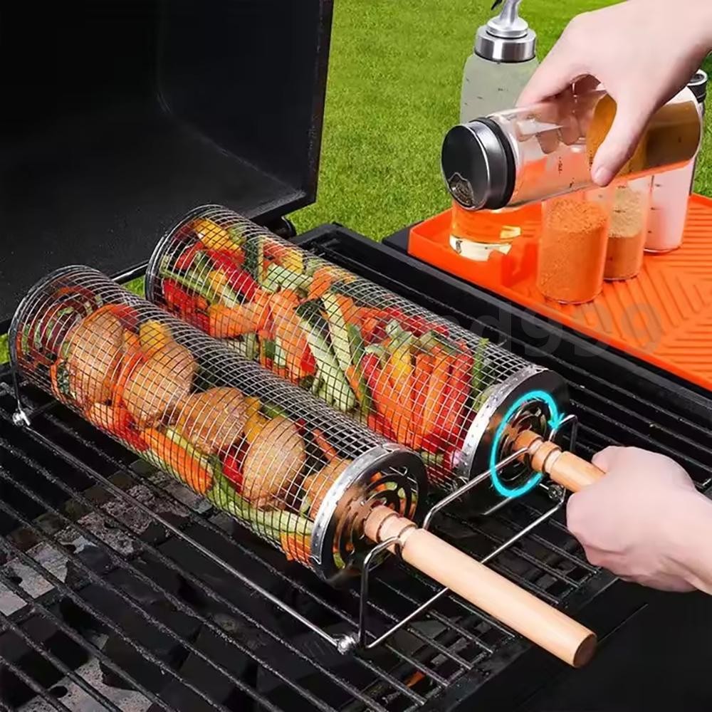 BBQ Grill Basket Round BBQ Cage Outdoor BBQ Cage Portable BBQ Net ...