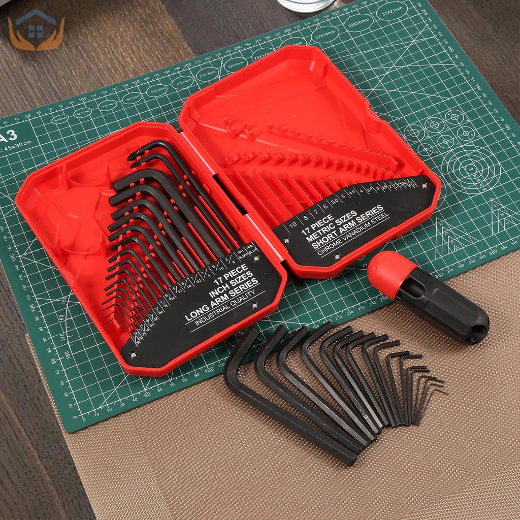 35Pcs Allen Wrench Set with Torque Handle and Screwdriver Long and ...