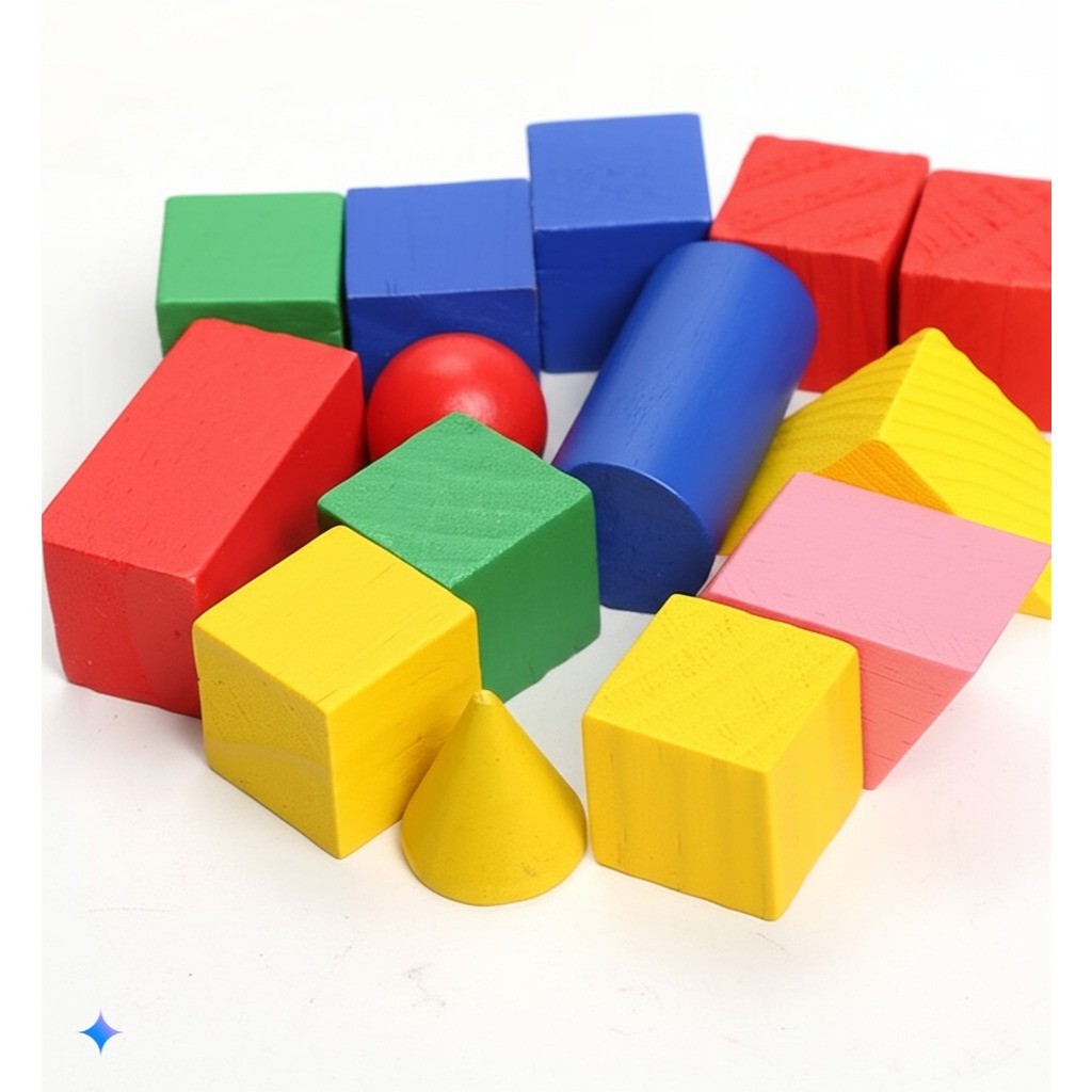 Set of 14 Wooden Shapes to Recognize Geometric Blocks - Colors for ...