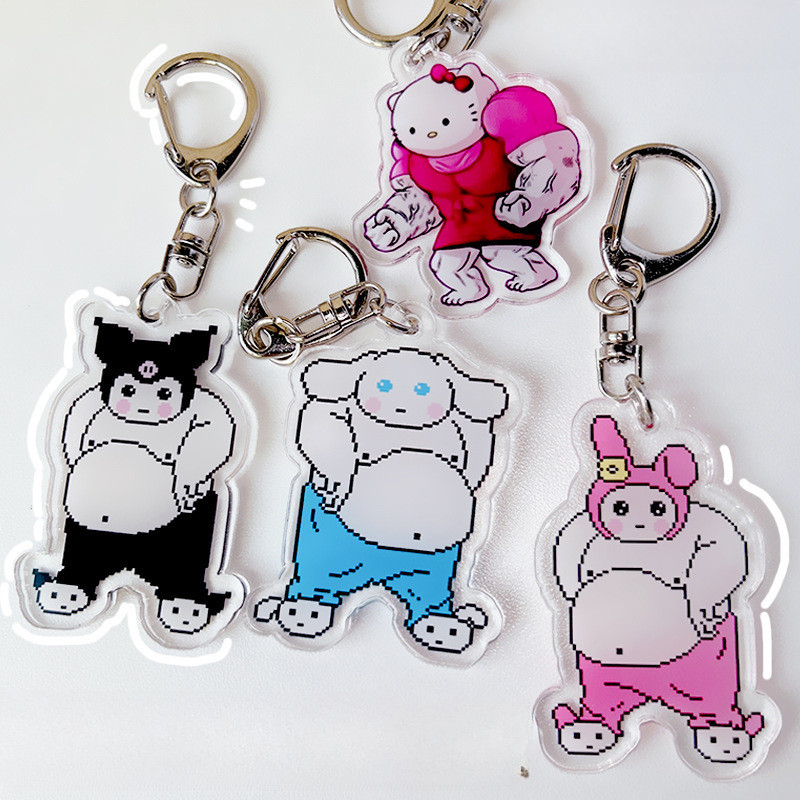 Sanrio Fitness Muscle Keychain Kuromi Melody Bag Hanging Accessories ...