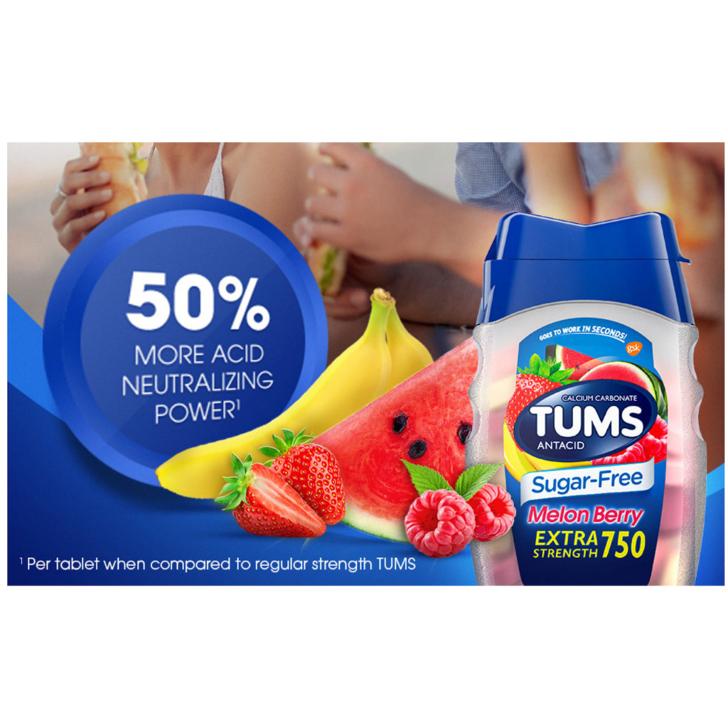 Tums Antacid Extra Strength 750, 80 Chewable Tablet (SUGAR FREE ...