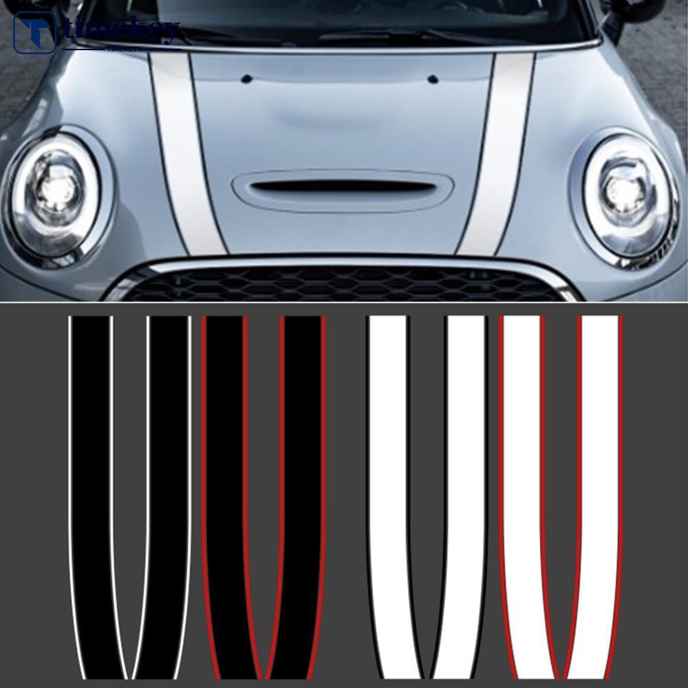 TIMEKEY Car Engine Hood Bonnet Decor Sticker Stripes Decals For Mini ...
