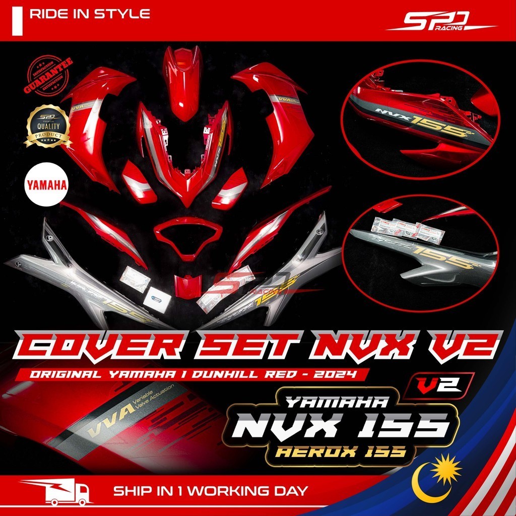 NVX Cover Set I Dunhill Red 2024 I 100% Original YAMAHA For NVX 155 V2 ...