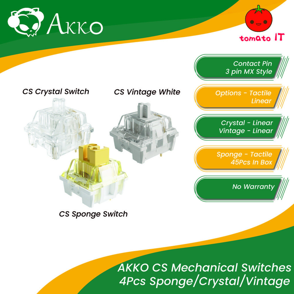 AKKO CS Mechanical Switches 45Pcs Per Pack - Vintage White/Sponge Switch/Crystal | Shopee Malaysia
