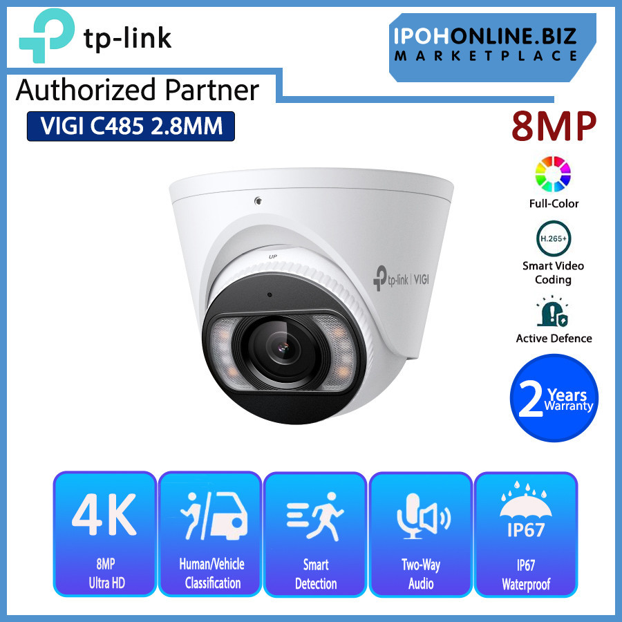 TP-LINK VIGI C485 2.8MM 8MP Full-Color Turret Network Camera | Shopee ...