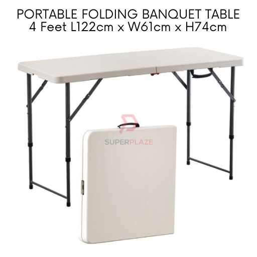 Cream 2x4 Feet Foldable Banquet Table Portable Briefcase Exhibition ...