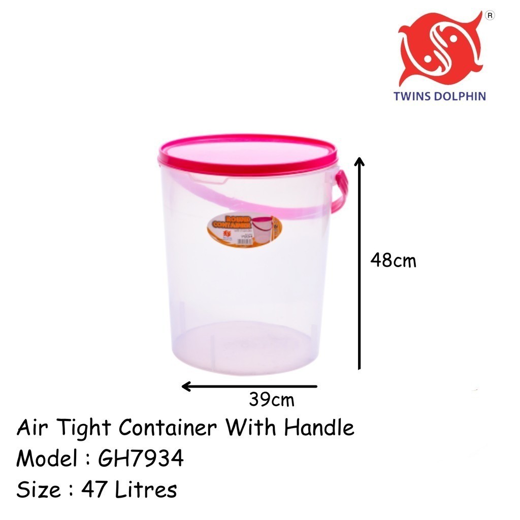 Twins Dolphin 47 Litres Air Tight Container With Handle / Rice ...