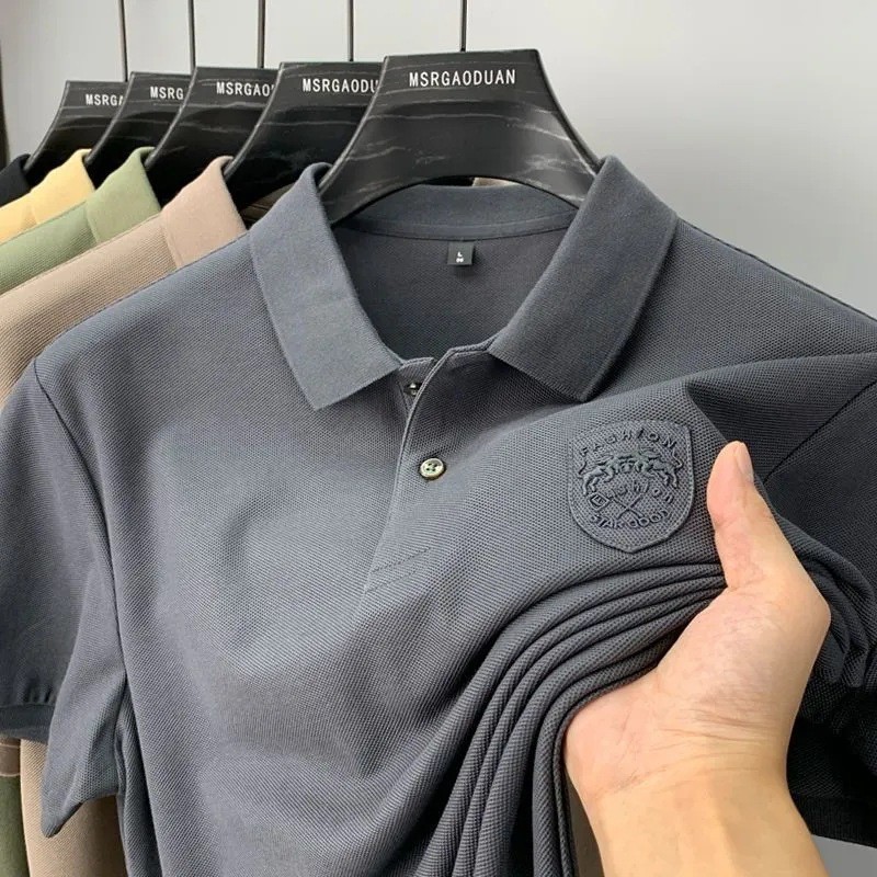 Embroidery Cotton Polo Shirt Men Oversize Plian Polo T Shirt Men Collar ...