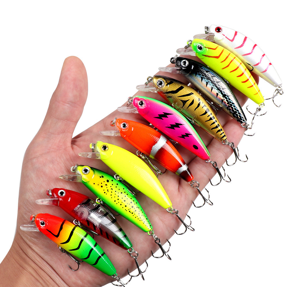 Fishing Lure Sinking Minnow 6.5cm/9g Killer Sebarau Peacock 3D Eyes Laser Bait With 2 Trible ...