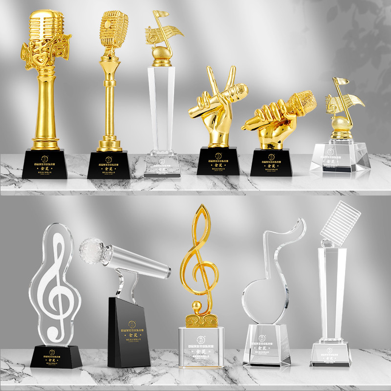 Customization Golden Microphone Note Resin Trophy Customized Lecture ...
