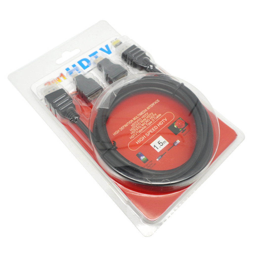 HDMI Cable 3 in 1 Male to Female HDTV Mini Micro 1.5M Cable High Speed ...