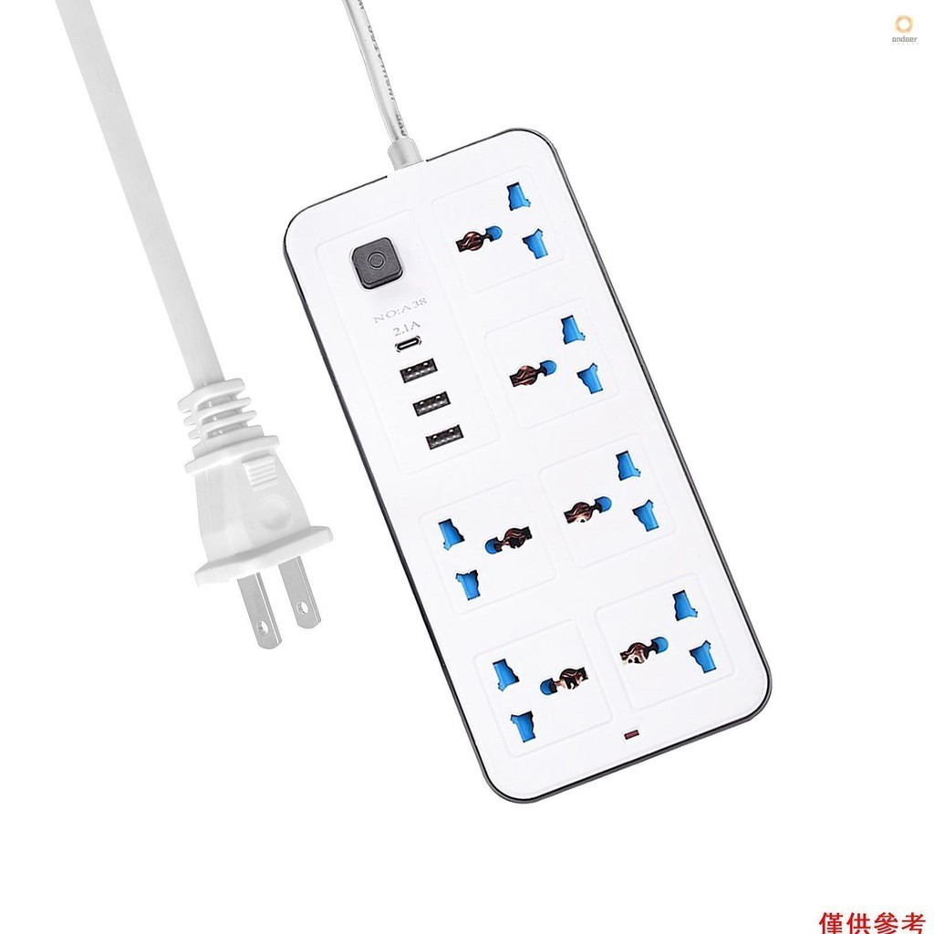 ADO)Power Strip With 6 AC Sockets & 3 USB 1 Type C Port 6FT Extension ...