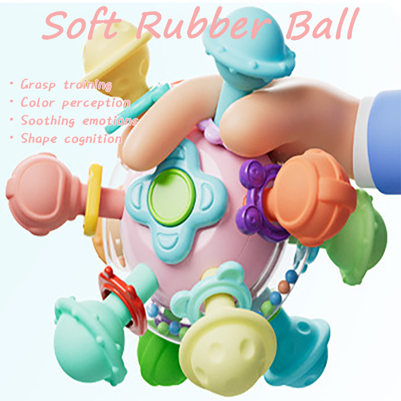 Baby Hand Rocking Bell Soft Rubber Toy Manhattan Hand Grabbing Ball ...
