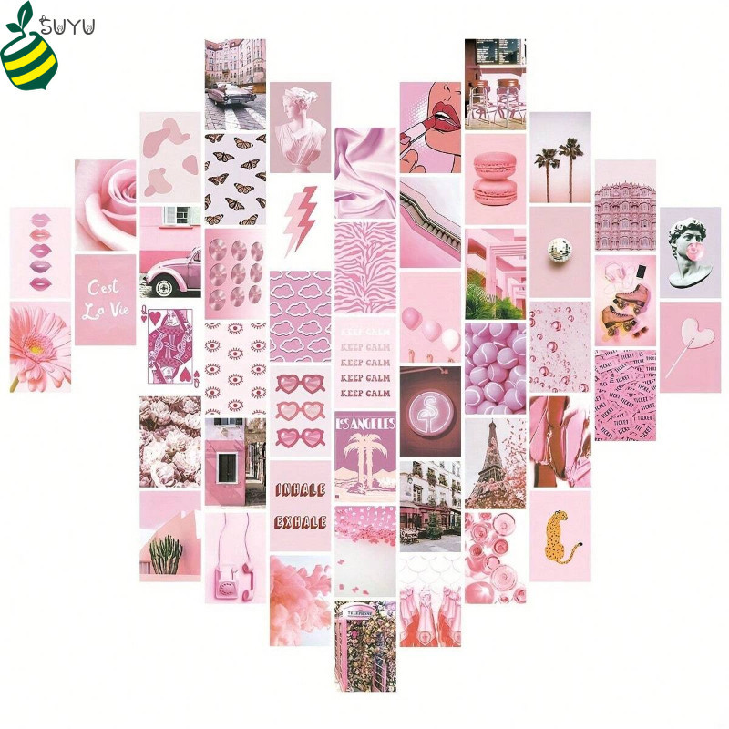 [In stock/COD]50 sheets Pink Aesthetic Dorm Room Wall Collage Art Decor ...
