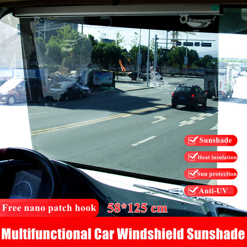 Car Retractable Windshield Sunshade 58*125cm Truck Driving Light ...