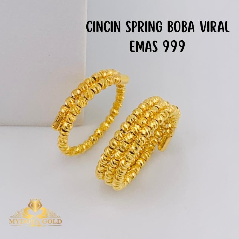 MYDORA Cincin Spring Boba Viral 1 & 3 Line | EMAS 999/24k | Shopee Malaysia