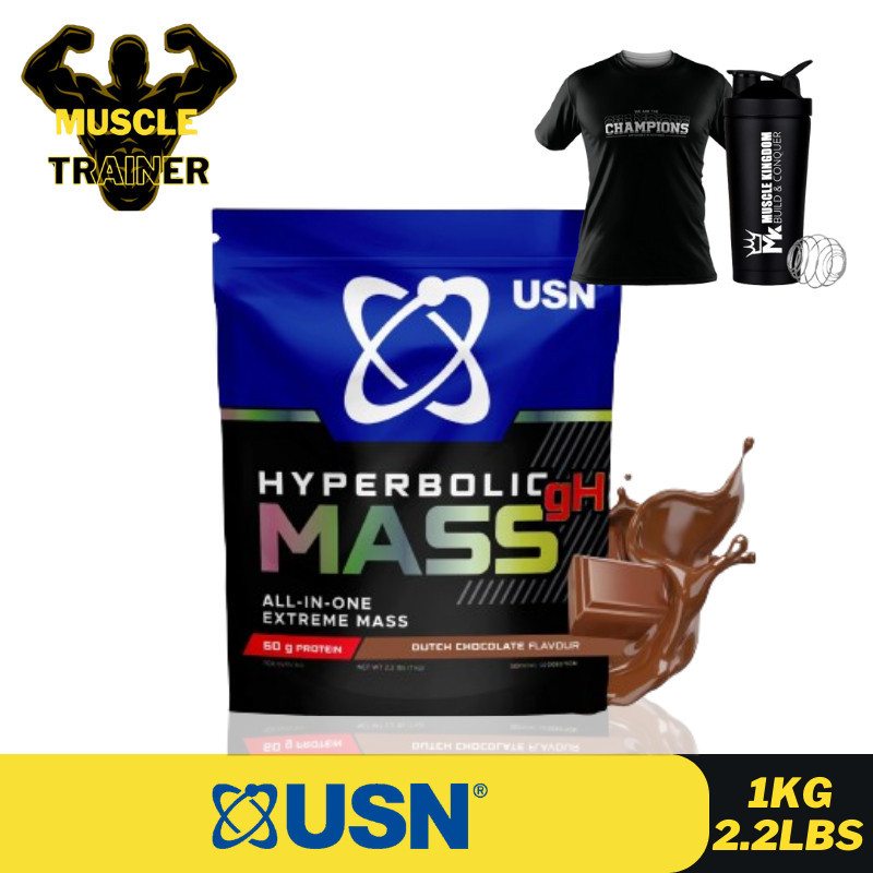 USN Hyperbolic Mass (1Kg) gH Extreme Weight Gainer Protein Powder Halal ...