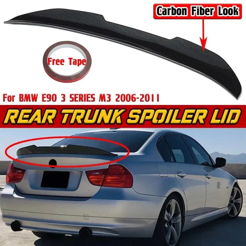 Black/Carbon Fiber Look E90 Car Rear Trunk Lip Wing Lip PSM Style Rear ...