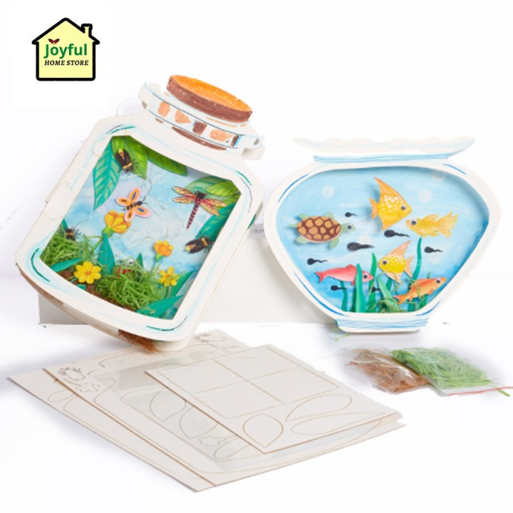 Kids Art and Craft DIY Light Aquarium Ocean Fish Tank Insect World ...