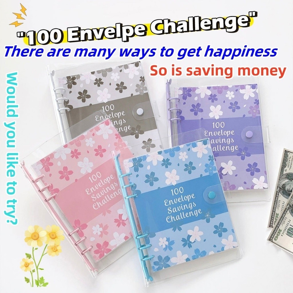 100 Envelopes Money Saving Challenge Couple Notebook Binder Reusable ...