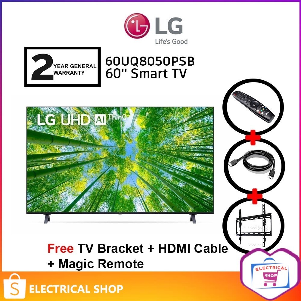LG 60'' TV UHD AI ThinQ LED 4K Smart tv 60UQ8050PSB Television (FREE ...