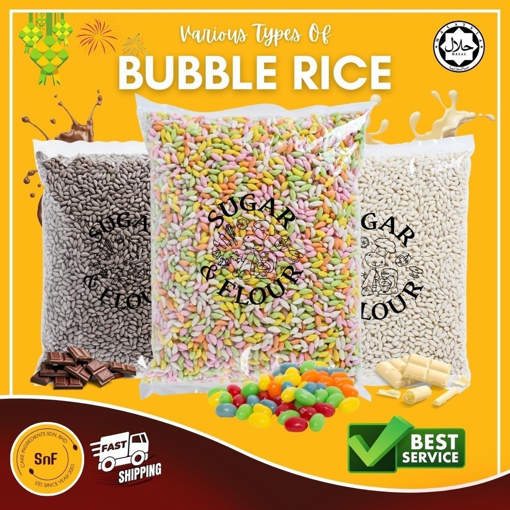 Crispy Rice Bubble Chocolate Cereal Bubble Rice White Rainbow Chocojar ...