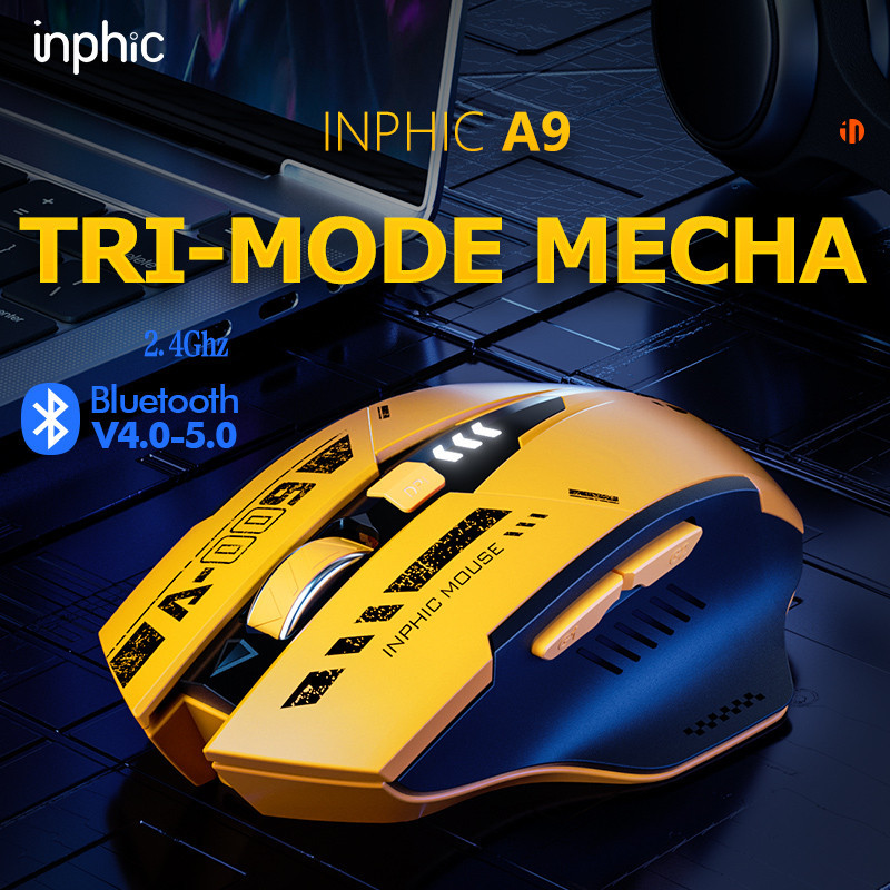 Inphic A9 Wireless Mouse Rechargeable 2.4GHz + Bluetooth Multi-mode ...