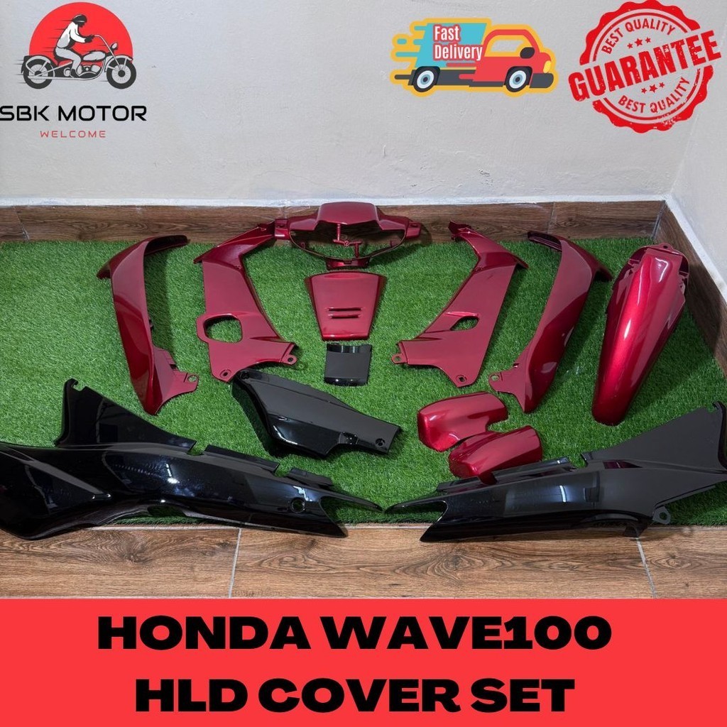 🔥【SBK MOTOR】HLD HONDA WAVE100 Body Cover Set | ERED+BG with Sticker ...
