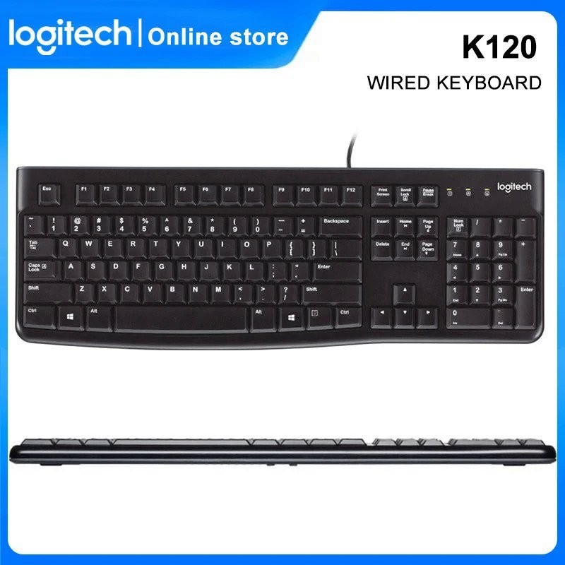Logitech K120 USB Wired Keyboard 104 keys Full Size Ultra-thin Wired ...
