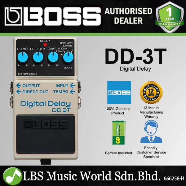 Boss DD-3T Digital Delay Guitar Effect Pedal with Tap Tempo (DD3T DD3 ...