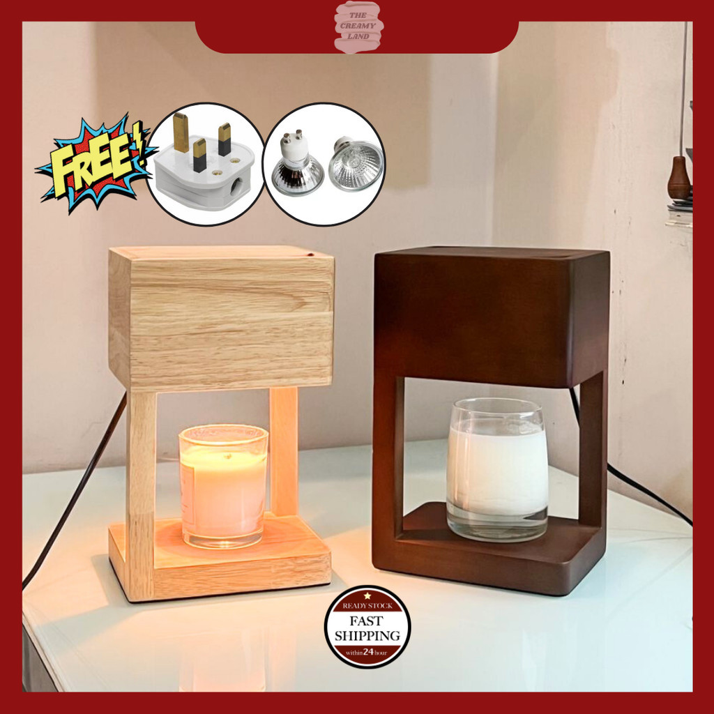 [Square Wood] Scented Candle Warmer Lamp Electric Candle Burner Aroma ...