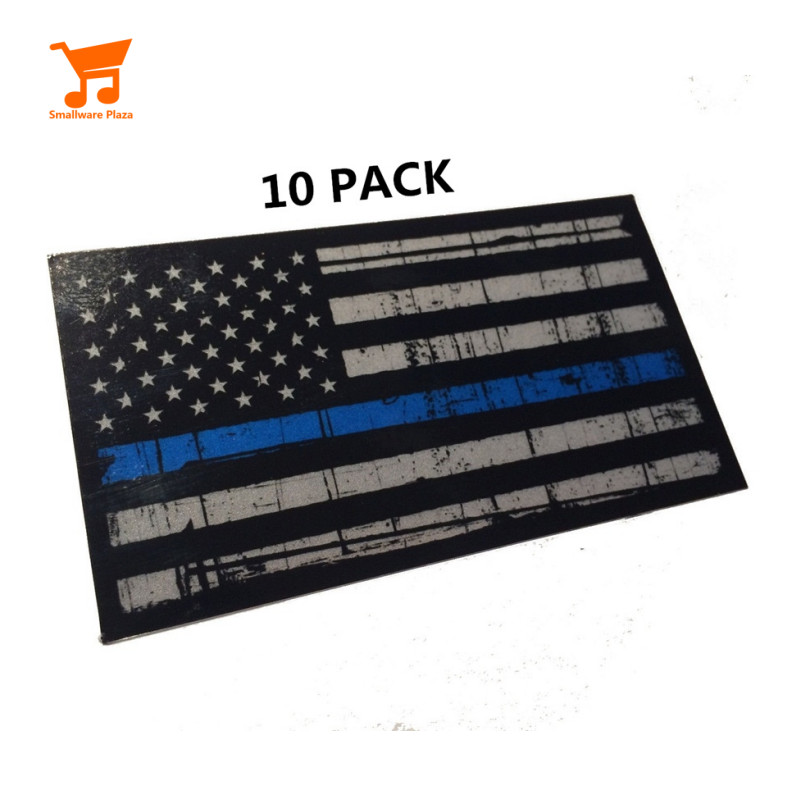 Thin Blue Line Flag Sticker 10 Pack "GRUNGE" Police USA Vinyl Decal ...