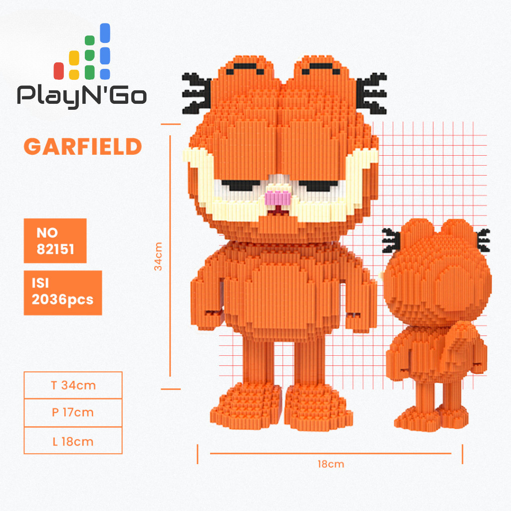 Original Bricks Nano Blocks Garfield 3D, Building Block Toys, Garfield ...