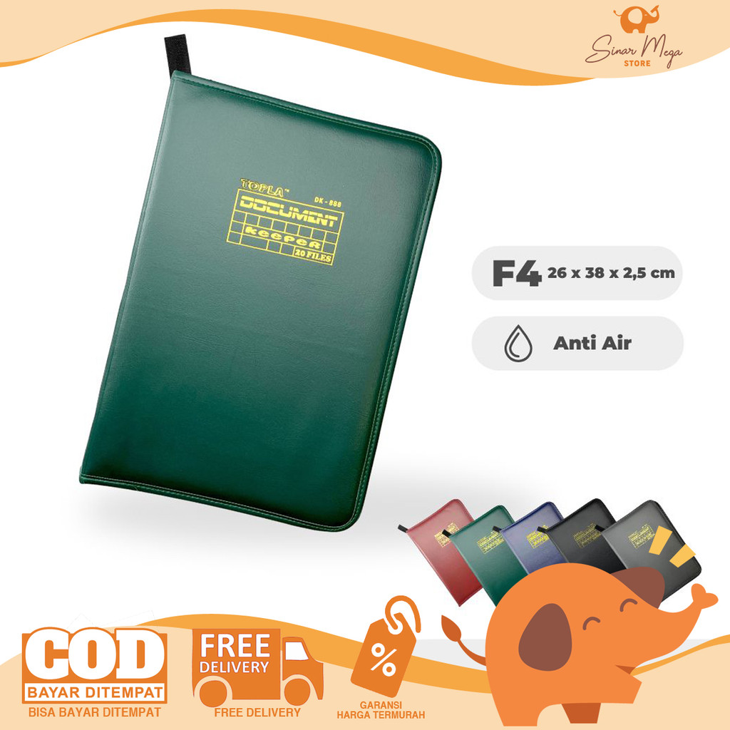 Topla Document Keeper File DK-888 Leather Zipper F4 - Folder Folder 20 ...