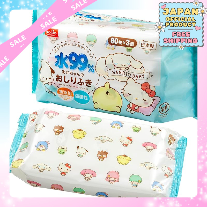 Sanrio Pure Water 99% Wet Wipes 80 Sheets x3 Hello Kitty｜Japan Official ...