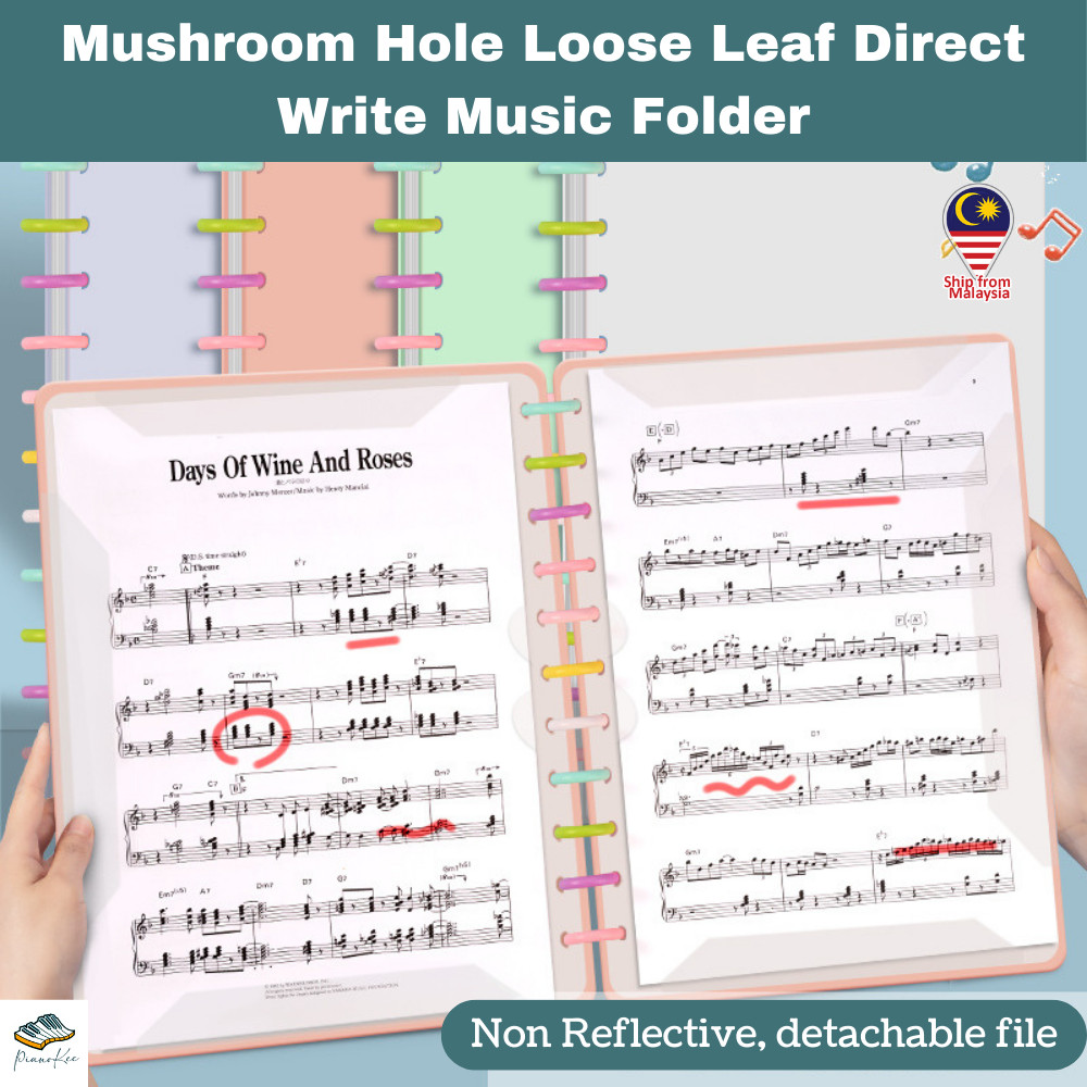 Mushroom Hole Discs Loose-Leaf Music Sheet A4 Piano Music Sheet Binder ...