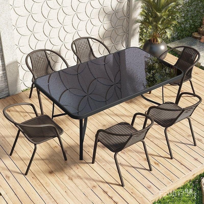 Simple Table Chair Terrace Chair Combination Open-air Outdoor Dining ...