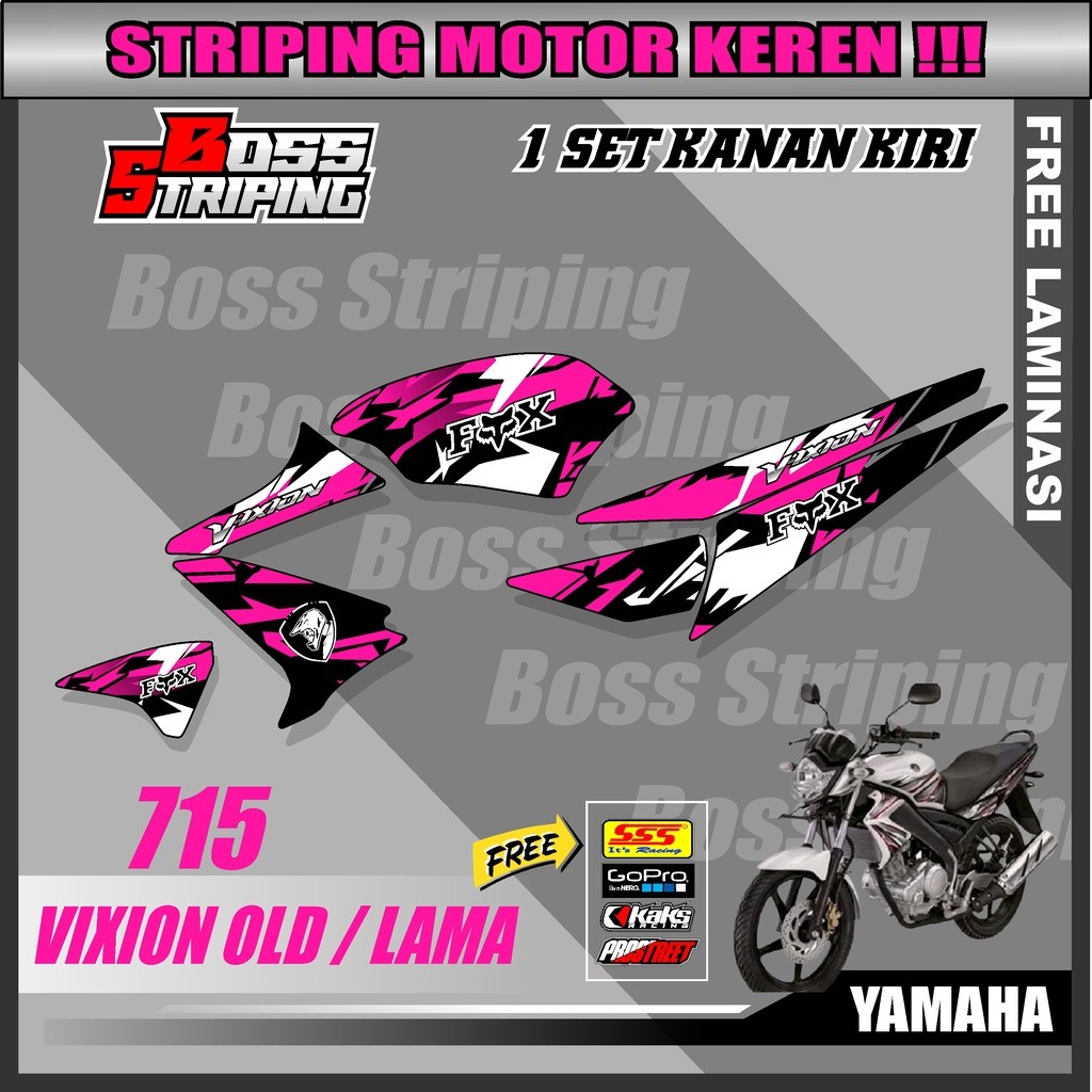 Yamaha VIXION MOTORCYCLE STICKER OLD STRIPING STICKER SETIKER LIST ...