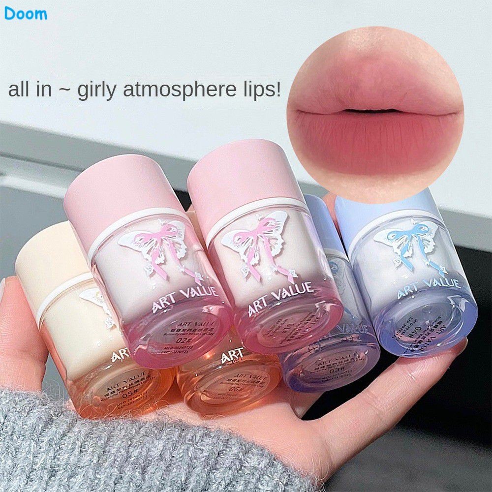 Art Value Butterfly Velvet Lip Mud Nude Matte Lipstick Whitening Girl Blue Pink Lip Glaze [DOOM ...