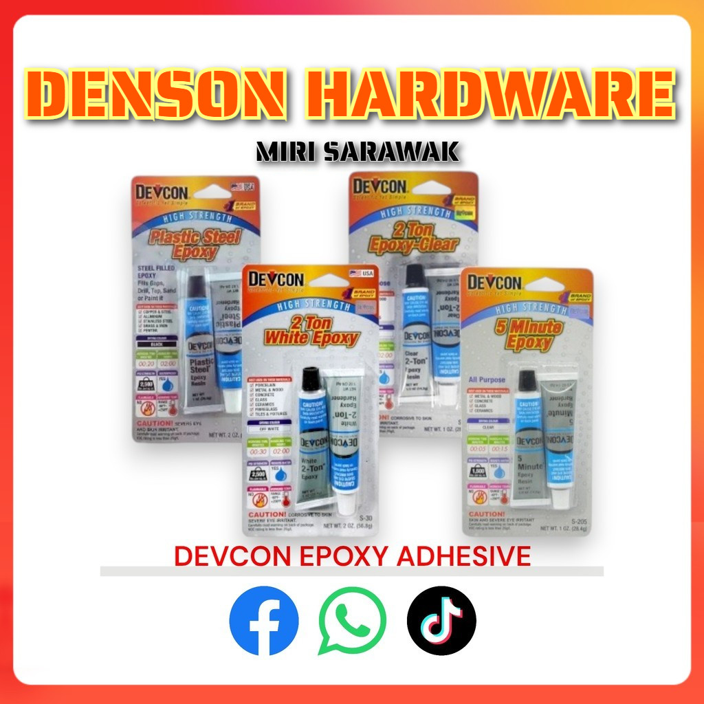 DEVCON Epoxy Adhesive ( S5 PLATIC STEEL EPOXY | S30 TON WHITE EPOXY ...