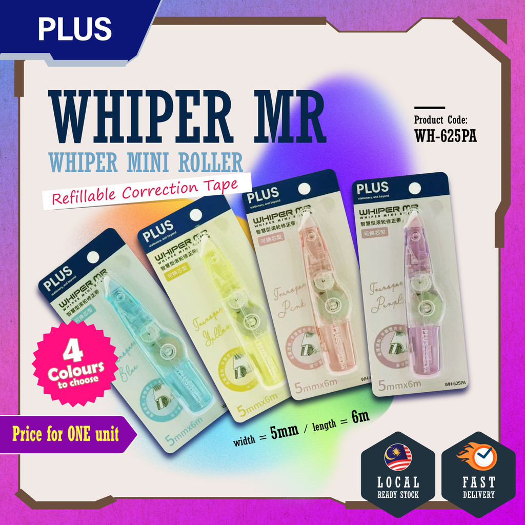 [ PLUS ] WH-625 Whiper MR Whiper Mini Roller Correction Tape (5mm x 6m ...