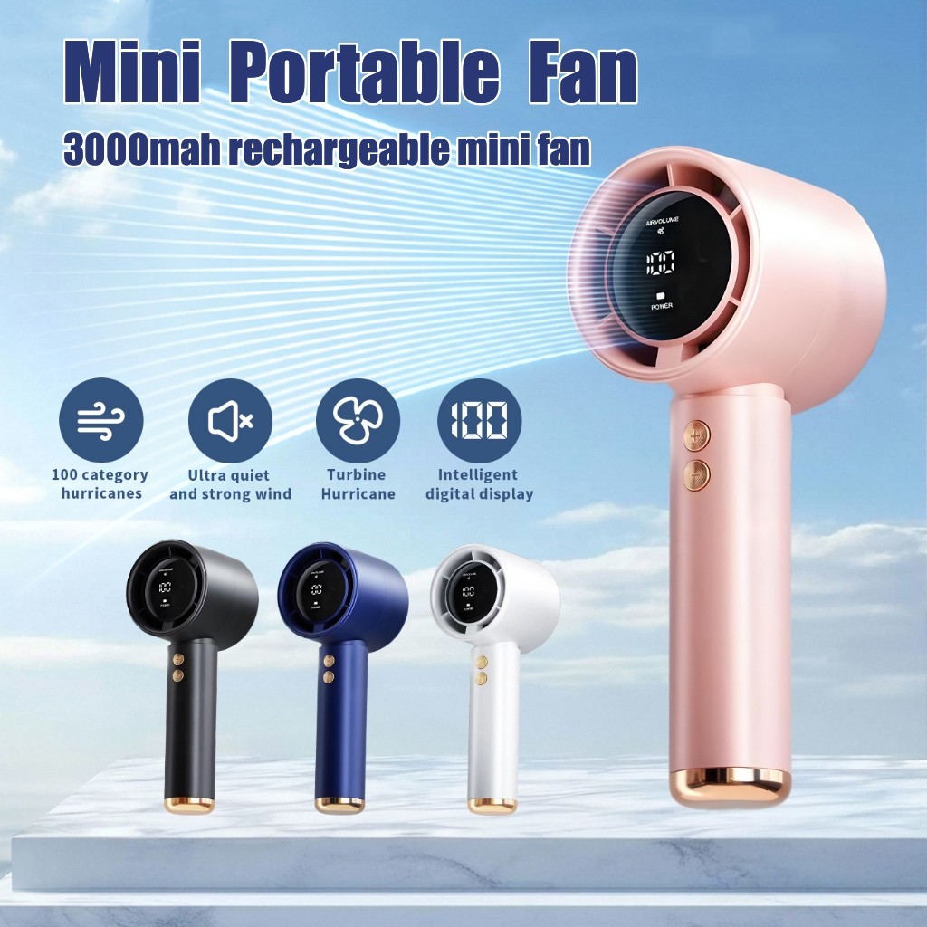 3000 Mah Rechargeable Mini Fan Strong Wind 100 Gear Wind Speed Fan ...