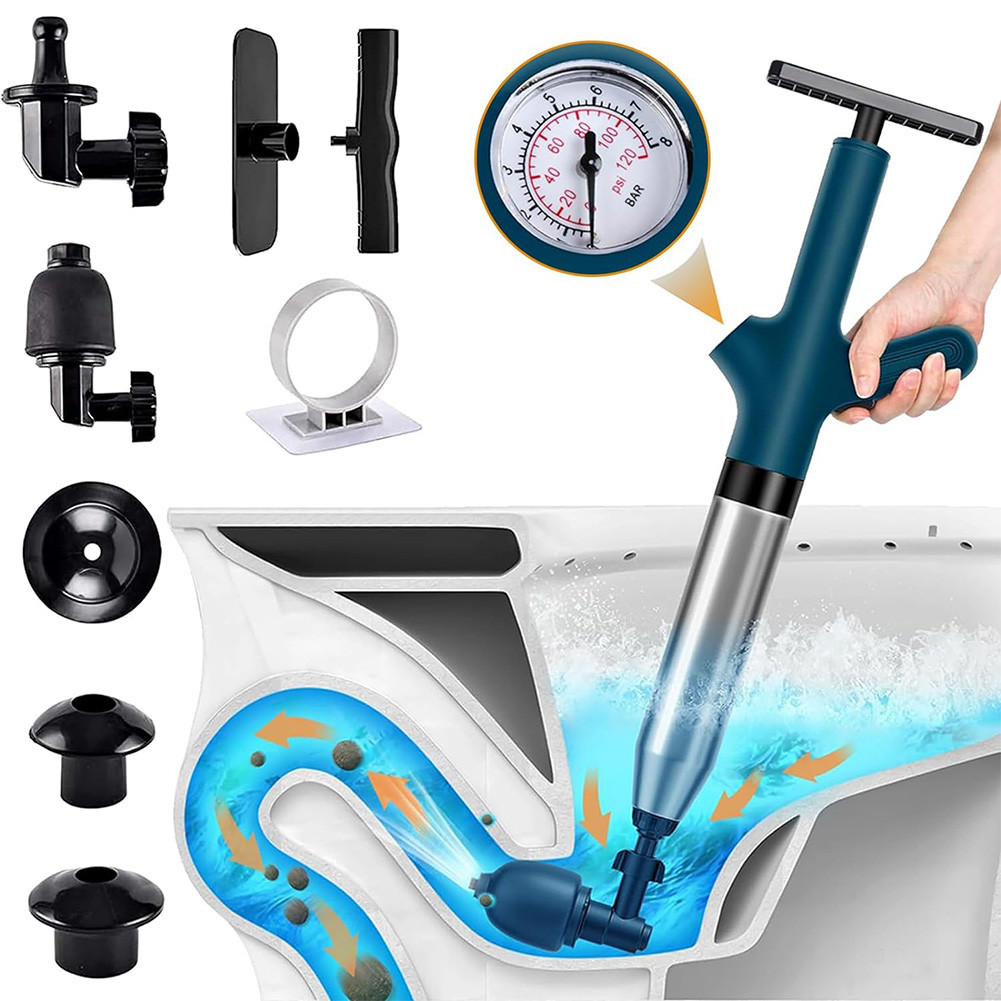 Pipe Plunger High Pressure Electric Toilet Plunger Stainless Steel Air ...