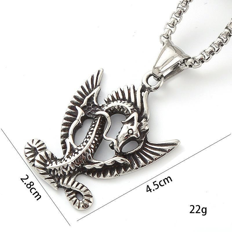 60CM Titanium Steel Flying Dragon Chain｜Ancient Mythical Men's Necklace ...