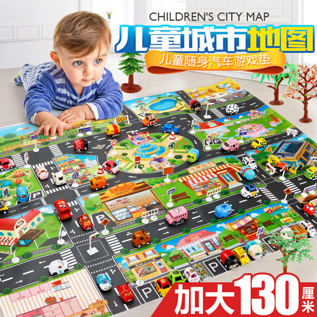 City Traffic Simulation Scene Map Road Parking Lot Game Crawling Mat ...