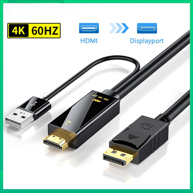 4K 60Hz HDMI to Displayport Cable Converter for PS4 PS5 Xbox Laptop TV ...
